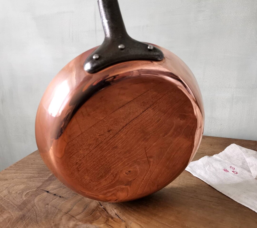 Copper Skillet Pan 24 Cm 9,5 Stamped Made in France / Cast Iron Handle ...