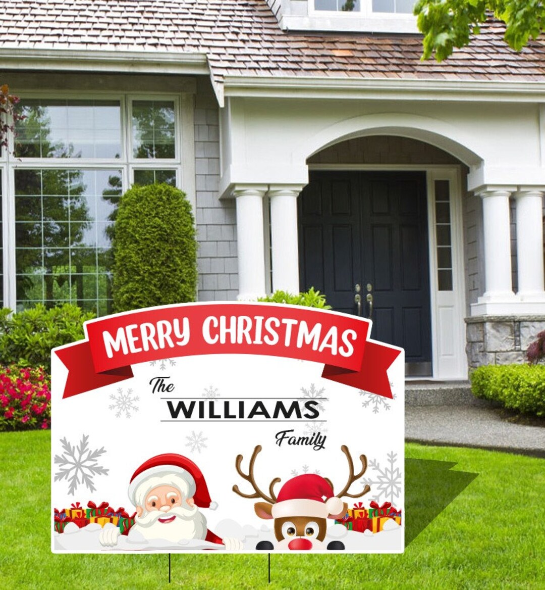 Personalized Family Outdoor Merry Christmas Yard Sign / Santa ...