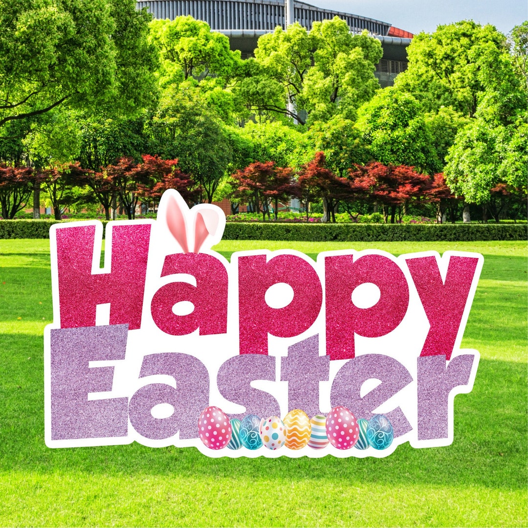 Ears Springtime Hoppy Easter Peeps Lawn Sign Easter & Spring Yard Decor Easter Celebration ...