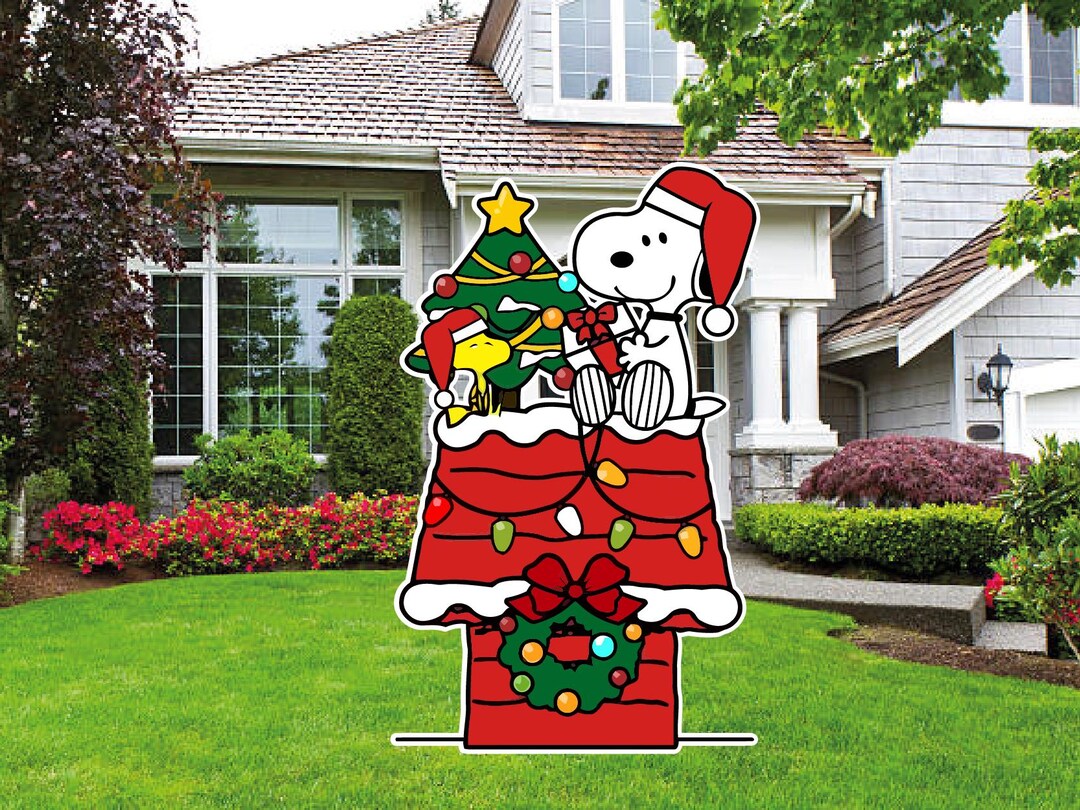 Snoopy Christmas Yard Sign | Peanuts Show Logo Cut Out | Holiday Lawn ...