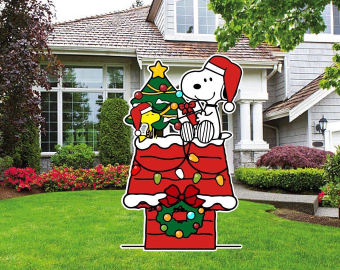 Snoopy Christmas Yard Sign | Peanuts Show Logo Cut Out | Holiday Lawn ...