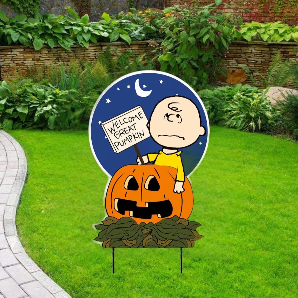 Charlie Brown / Welcome Great Pumpkin Yard Sign / Charlie / - Etsy