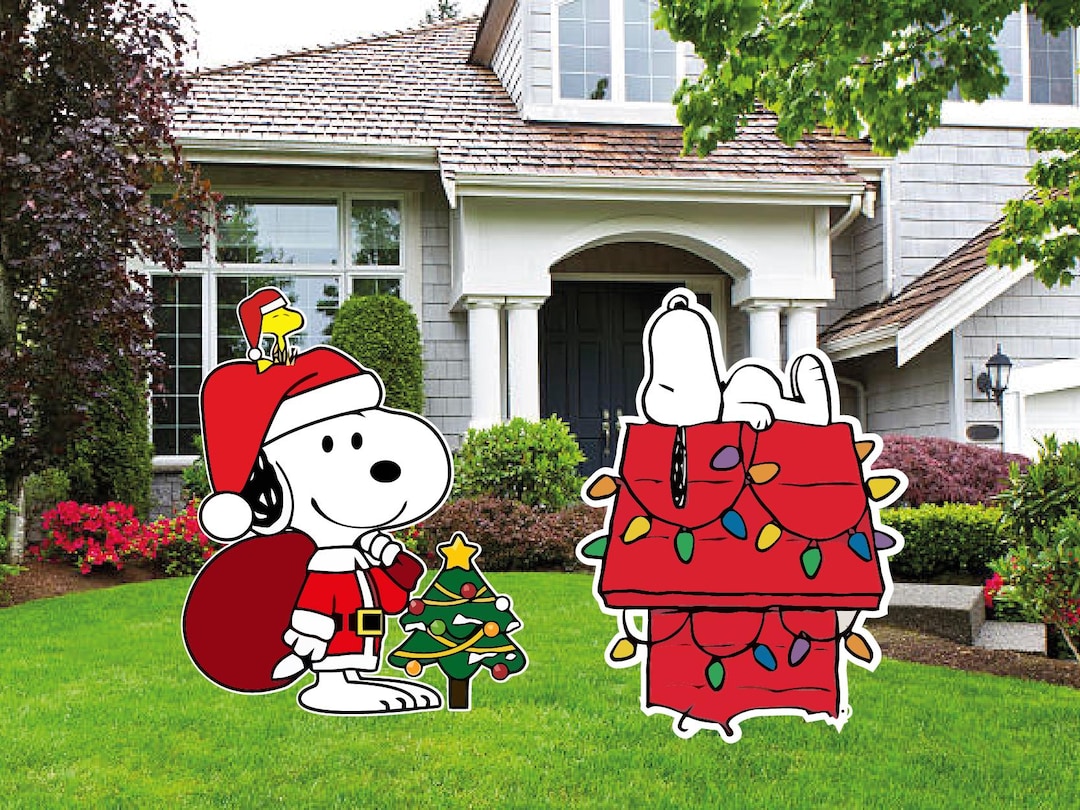 Snoopy Christmas Yard Sign | Peanuts Show Logo Cut Out | Holiday Lawn ...
