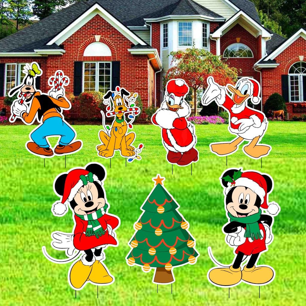 Merry Christmas Yard Art / Mickey Merry Christmas Garden Decor - Etsy
