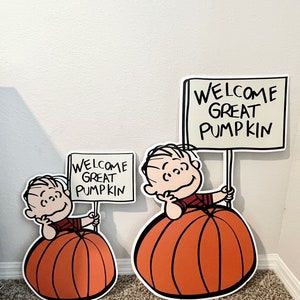 Welcome Great Pumpkin Yard Sign / Linus Brown / Sally Brown / Peanuts ...