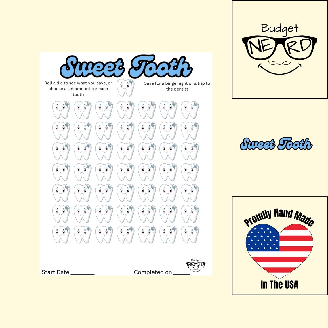 Sweet Tooth Savings Challenge, Dental Savings, Snacks Savings - Etsy
