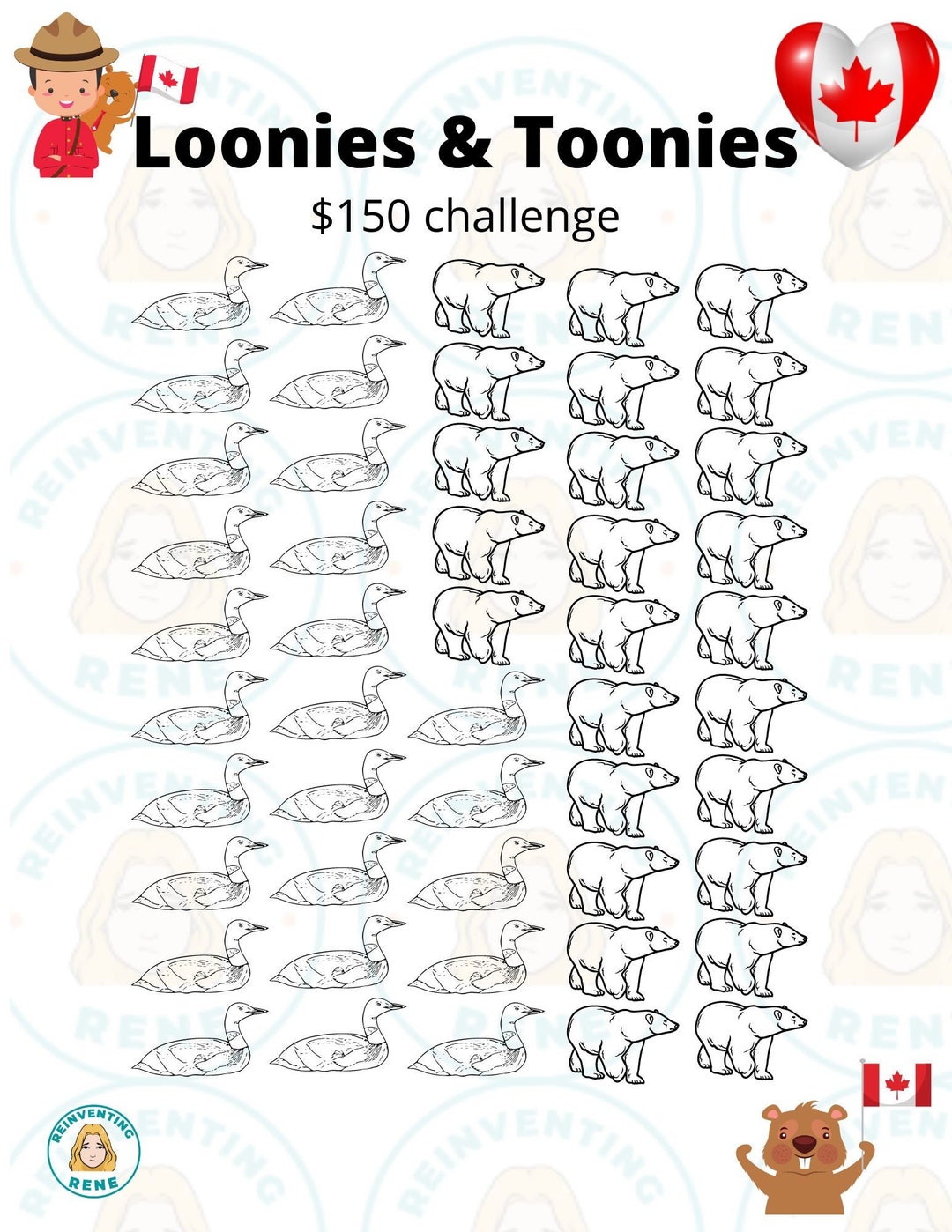 Loonies and Toonies Savings Challenge **INSTANT DOWNLAD** - Etsy
