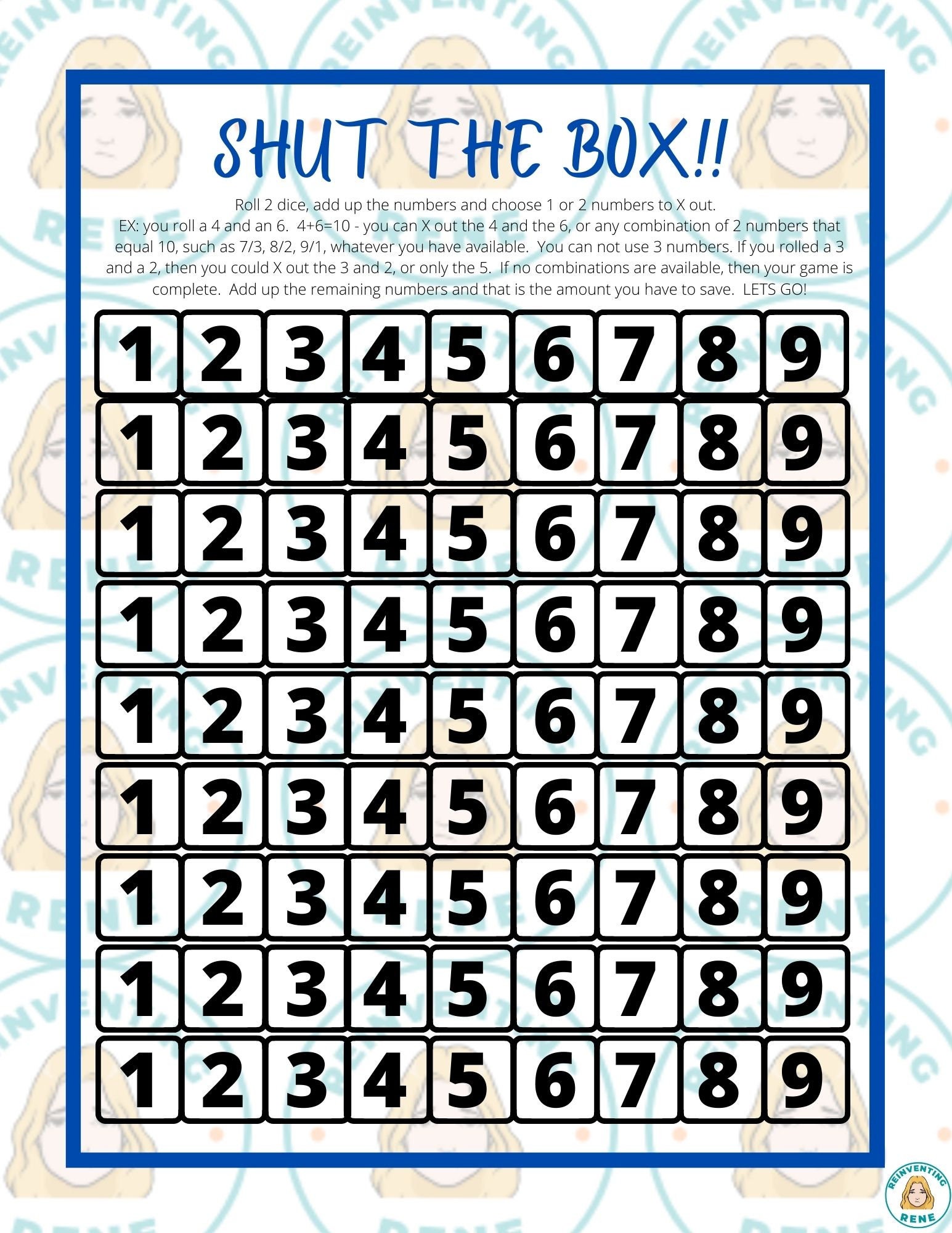 Shut The Box Dare Cards at Victor Easley blog