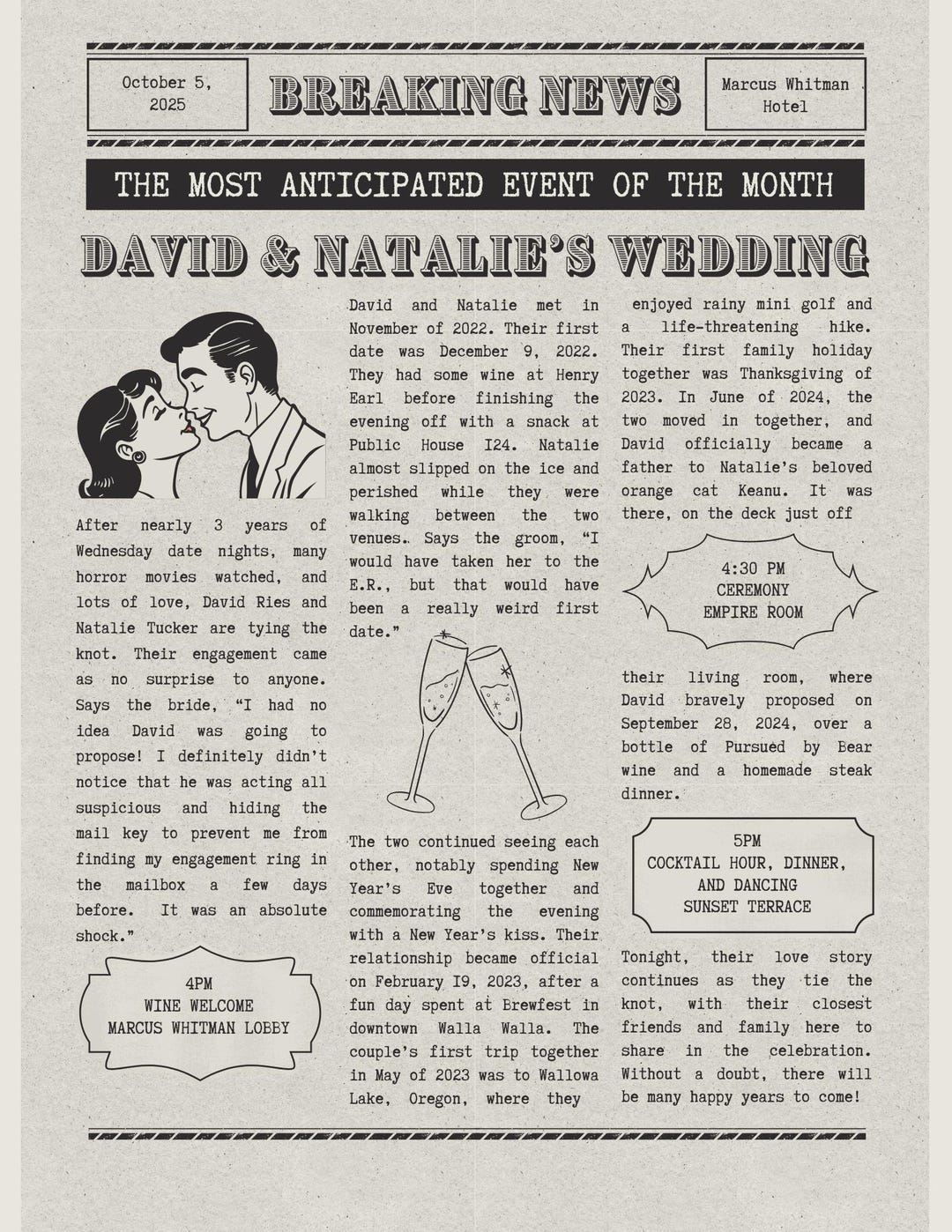 Custom Wedding Newspaper - Etsy