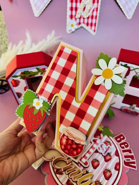 Berry First Birthday, Strawberry 3D Letter, Berry Theme, Strawberry ...