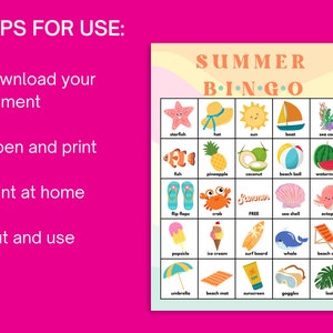 Summer Beach Bingo Printable Party Game Cards Activities for Kids, 25 ...
