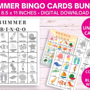 Summer Beach Bingo Printable Party Game Cards Activities for Kids, 25 ...