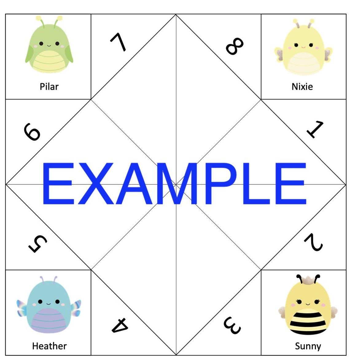Squishmallow Printable Paper Fortune Teller (cootie Catcher) Birthday ...