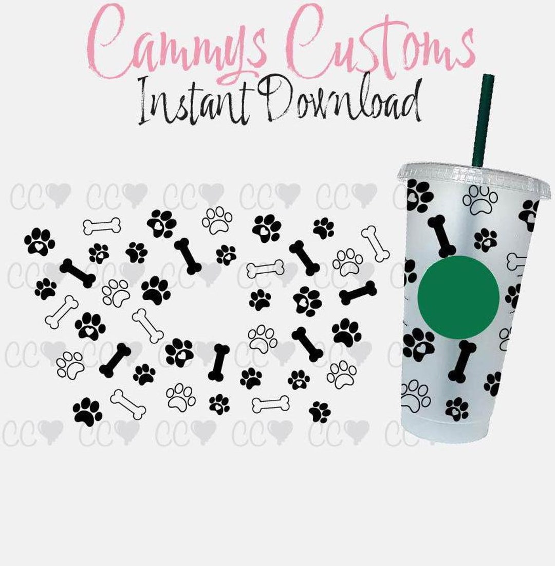 Cold Cup Puppy Pattern SVG | Dog 24oz Cold Cup Full Wrap | Instant ...