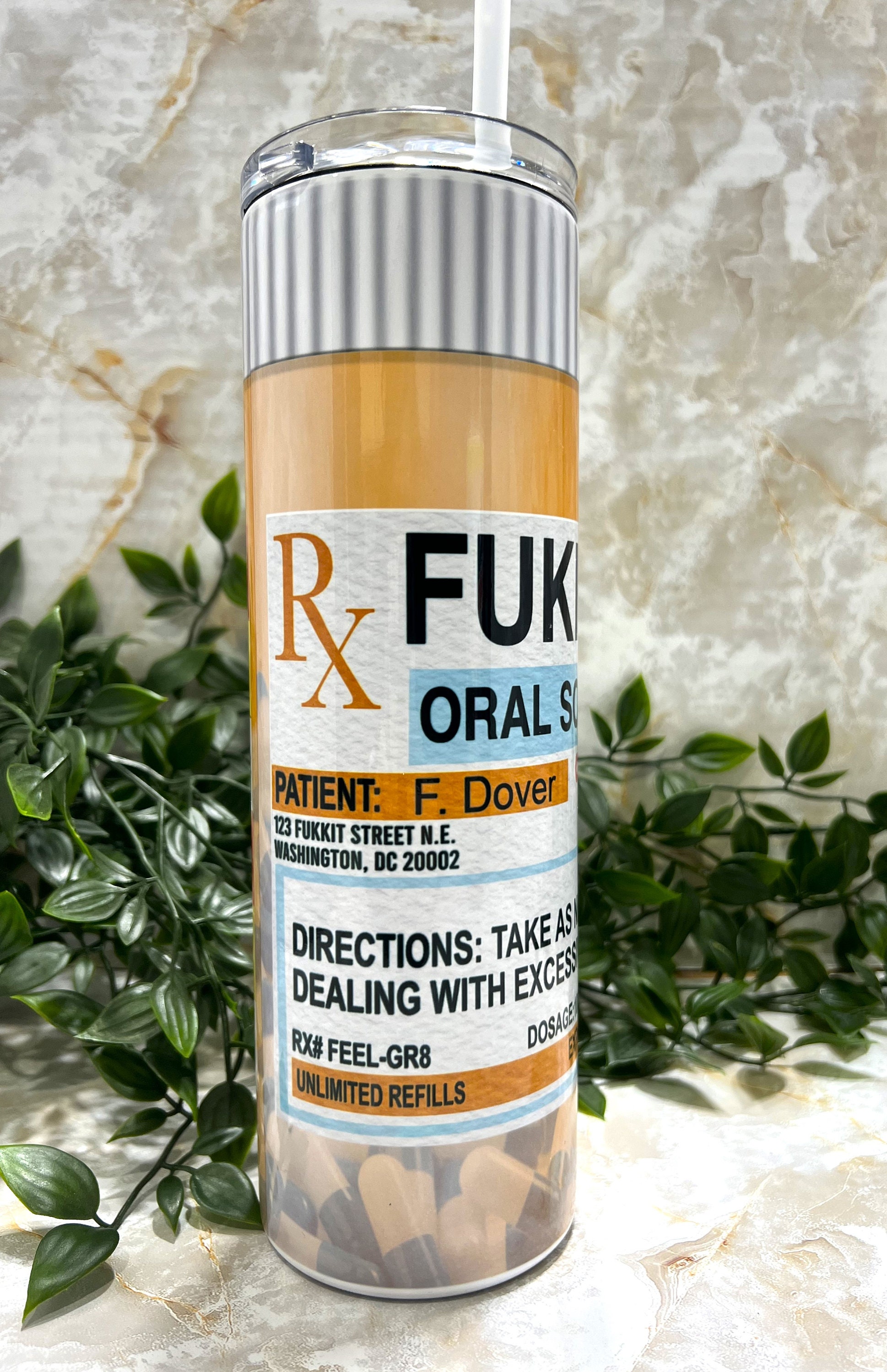 Pill Bottle Personalized Tumbler Fukitol Fake Prescription - Etsy