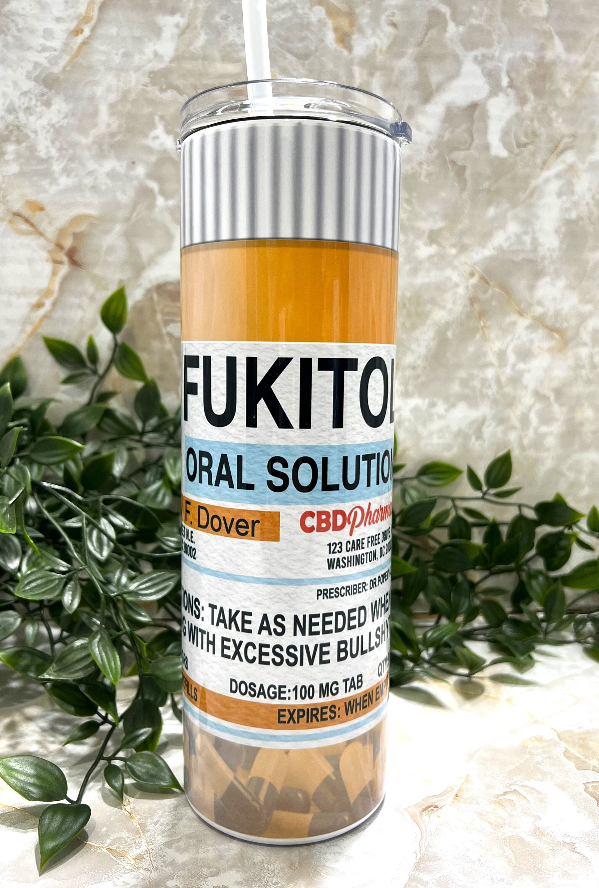 Pill Bottle Personalized Tumbler Fukitol Fake Prescription - Etsy