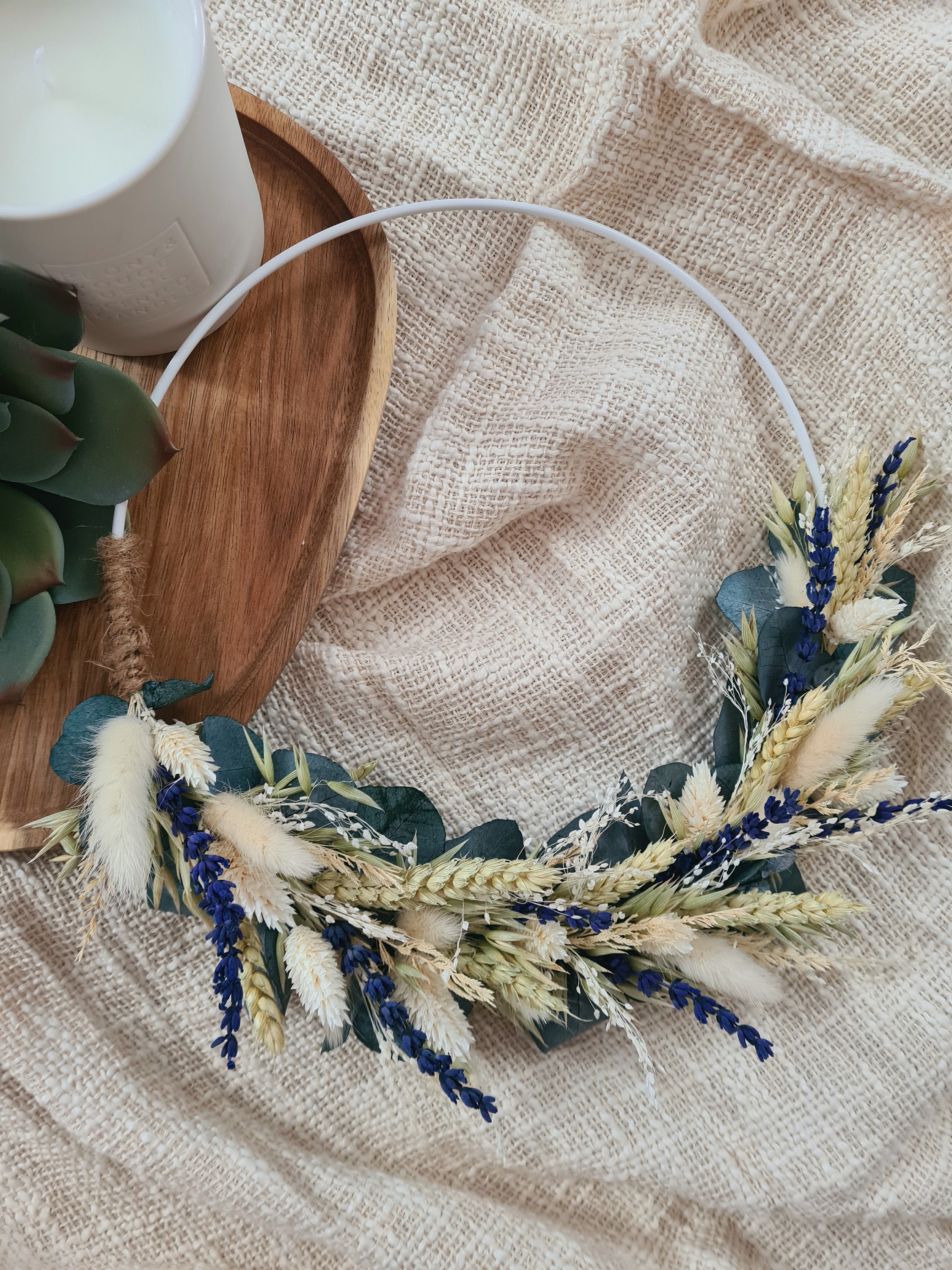 Dried Flower Wreath I Door Wreath I Dried Flower Ring I Flower Loop I Hoop I White Metal Ring I ...