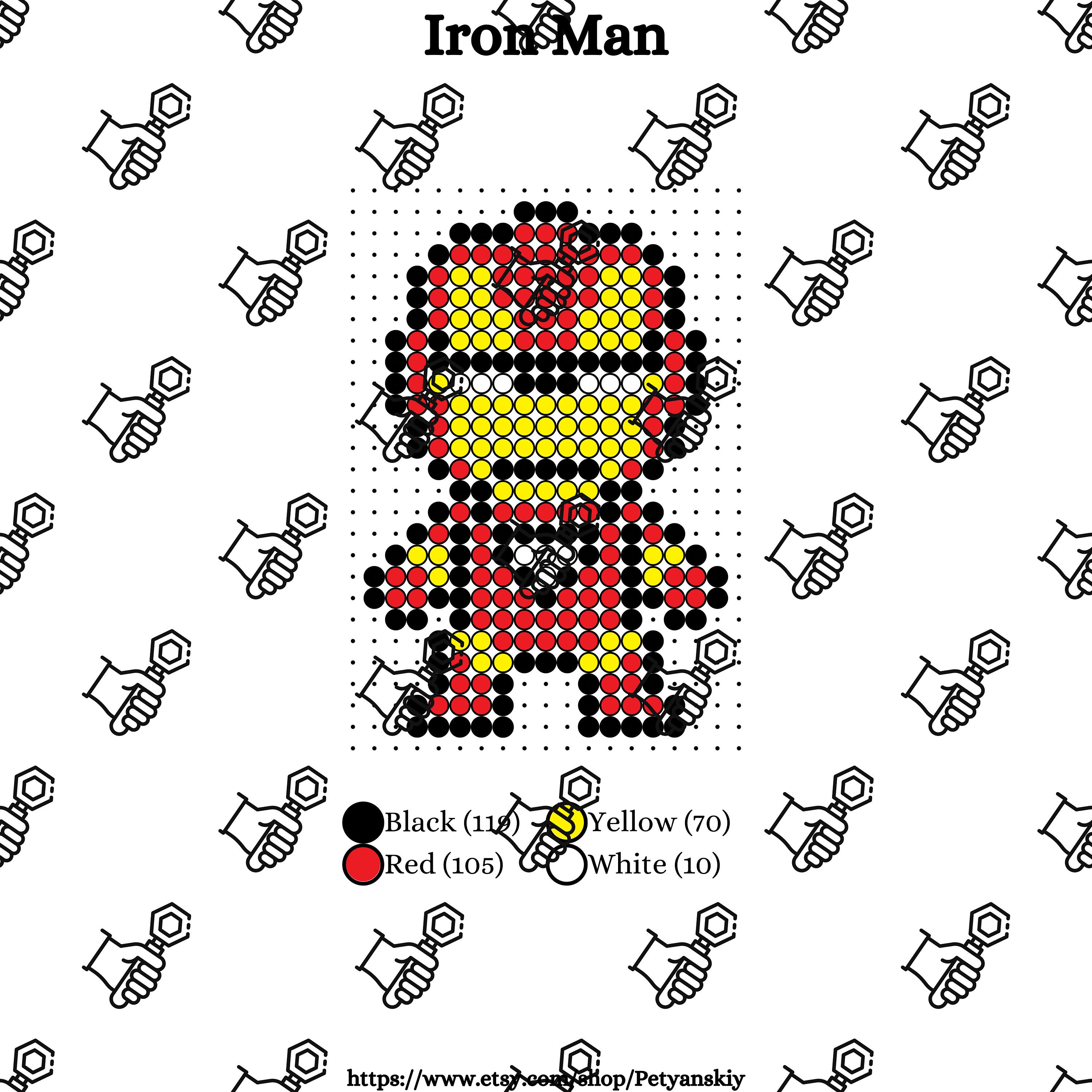 Iron Man Perler Beads Template. - Etsy
