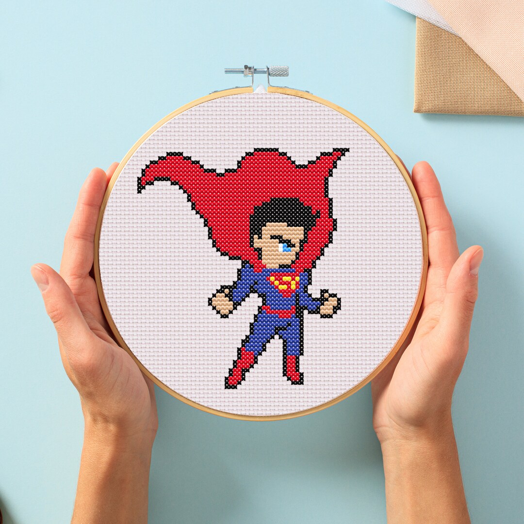 Superhero Cross Stitch Pattern for Beginners. Superheroes Easy Cross ...