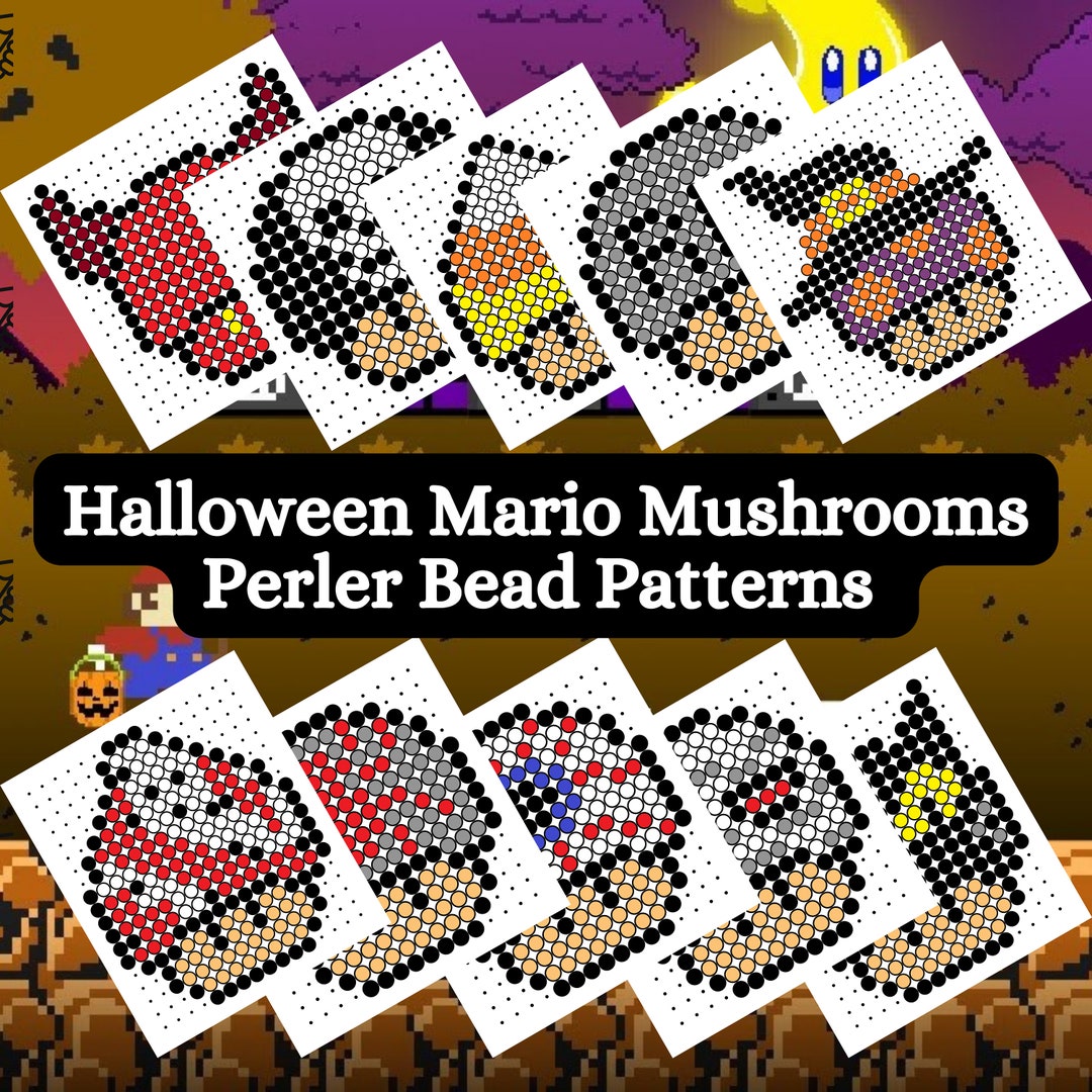 Halloween Mario Mushrooms Perler Beads Patterns - Etsy