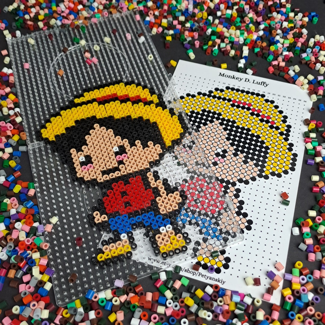 One Piece Luffy Beads Kit DIY. Pixel Art Hama Beads Fuse Beads Iron ...