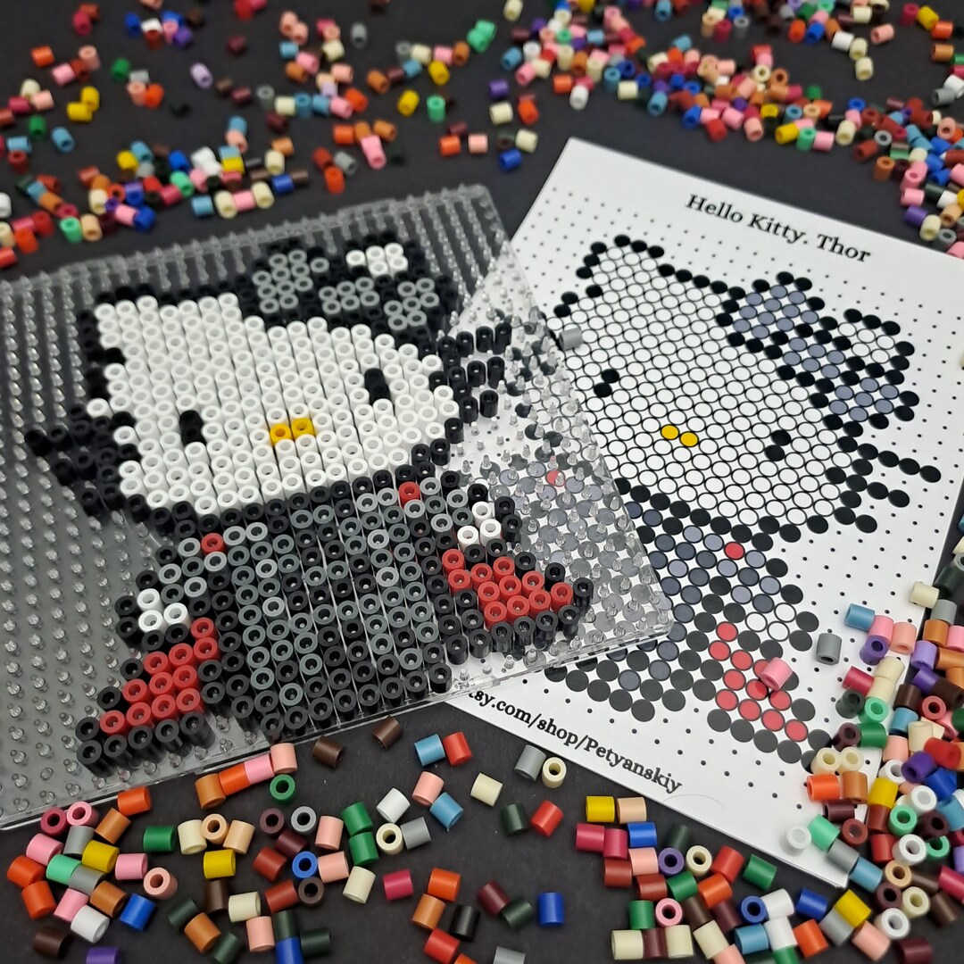 Hello Kitty Thor Perler Beads Kit DIY. Pixel Art Hama Beads Fuse Beads ...