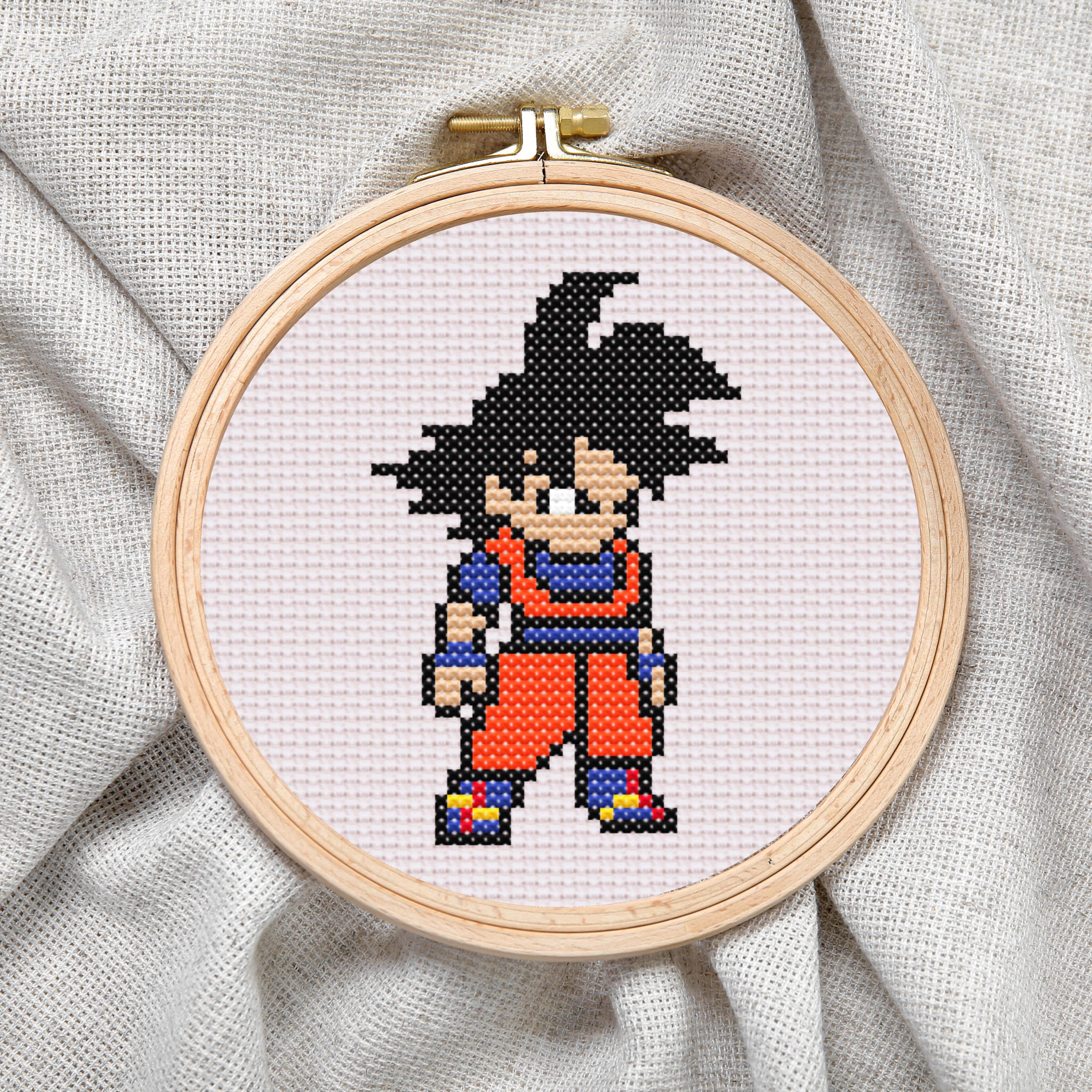 Son Goku Cross Stitch Pattern for Beginners. Anime Easy Cross Stitch ...