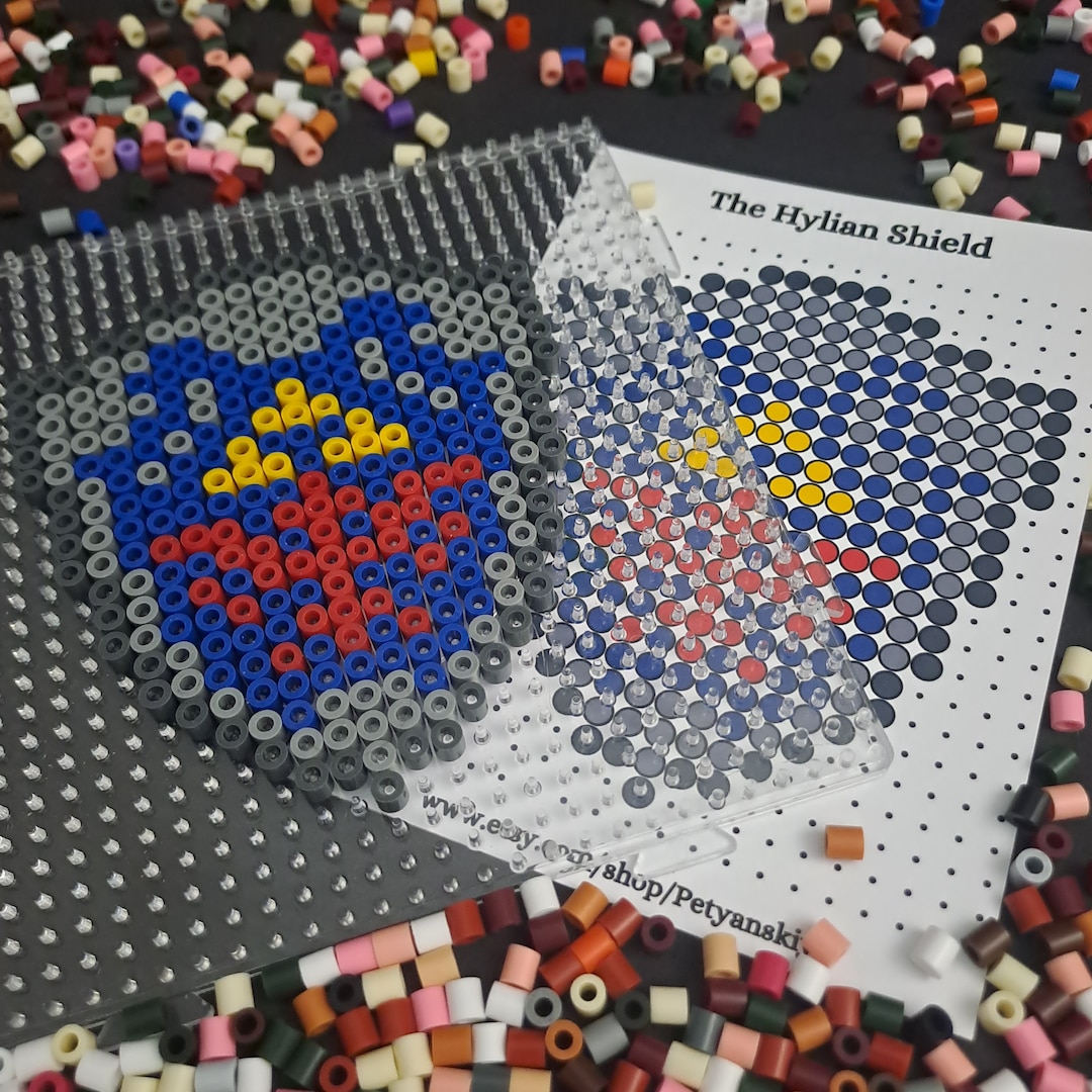 The Hylian Shield Perler Beads Kit DIY. Legend of Zelda. Pixel Art Hama ...