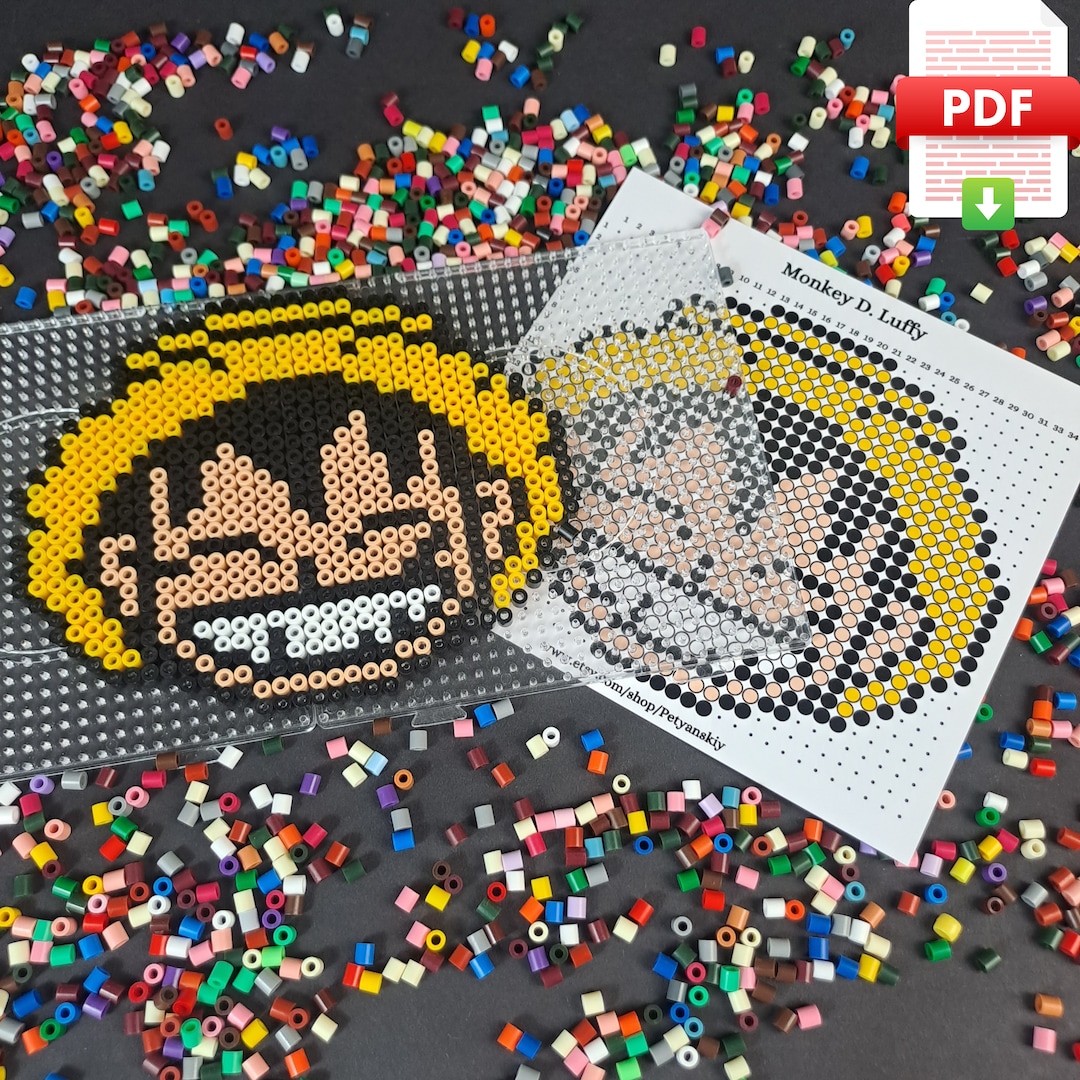 One Piece Luffy Perler Beads Pattern. Template Pixel Art Hama Beads ...