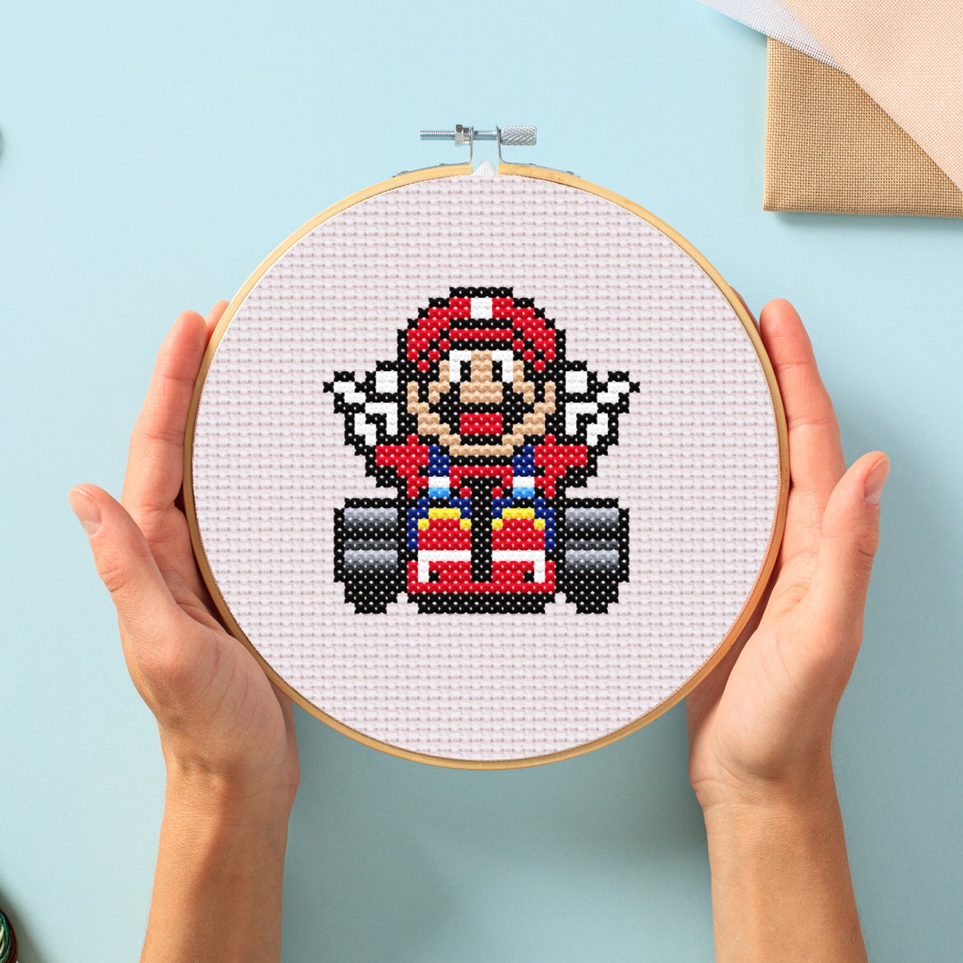 Mario Kart Racer Cross Stitch Pattern for Beginners. Mario Easy Cross ...