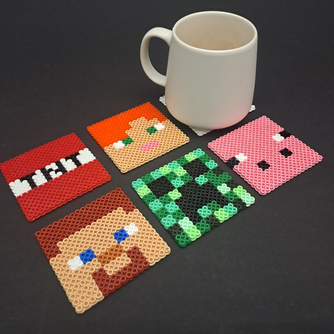 Minecraft Perler Beads Coasters. Minecraft. Set of 6 Coasters. Pixel ...