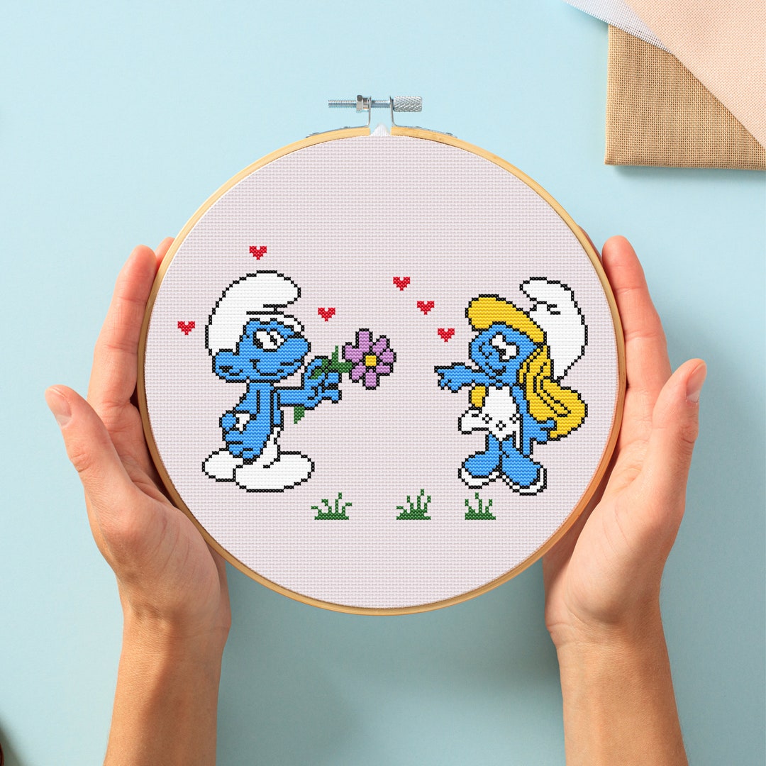 Smurfs Cross Stitch Pattern for Beginners. Easy Cross Stitch Pattern - Etsy