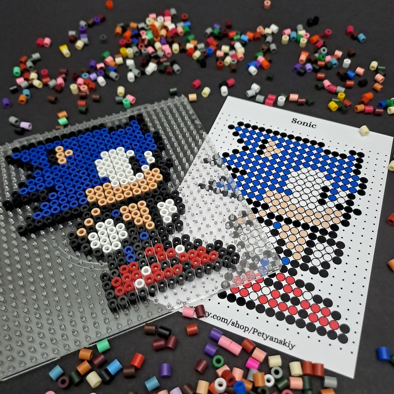 Sonic Perler Beads Kit DIY. Pixel Art Hama Beads Fuse Beads Iron Beads ...