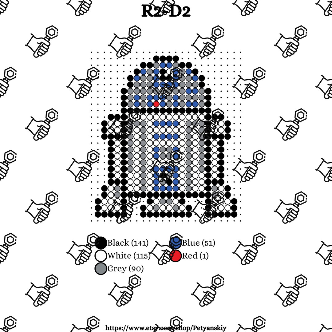 R2-D2 Star Wars Perler Beads Pattern Pixel Art - Etsy