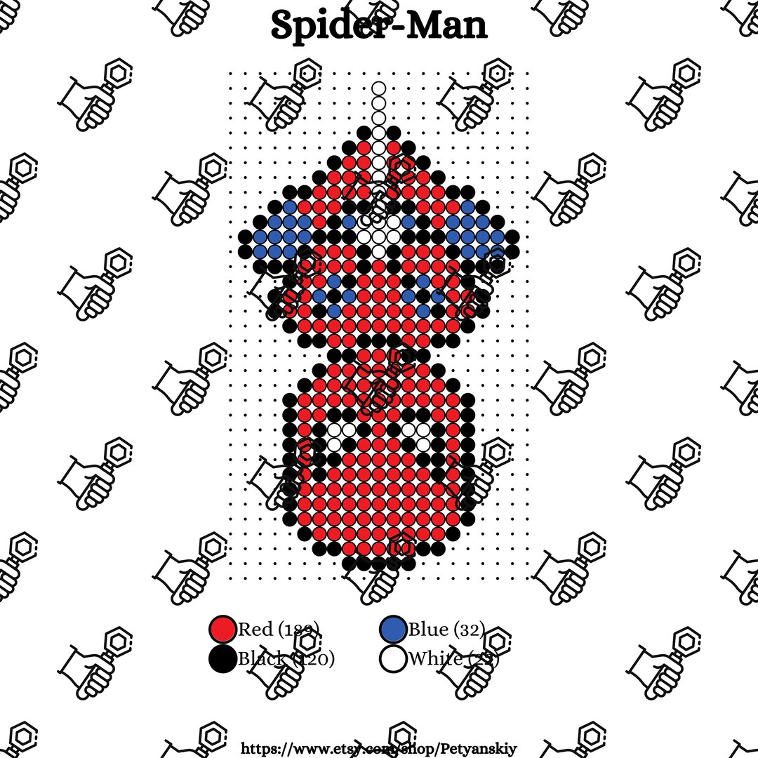 Spider-man Perler Beads Pattern. Template Pixel Art Hama Beads Fuse ...