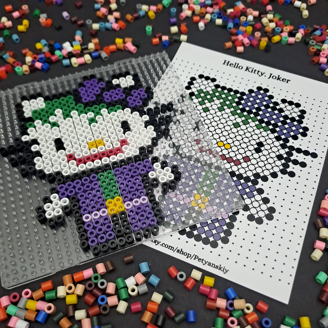 Hello Kitty Joker Perler Beads Kit DIY. Pixel Art Hama Beads Fuse Beads ...