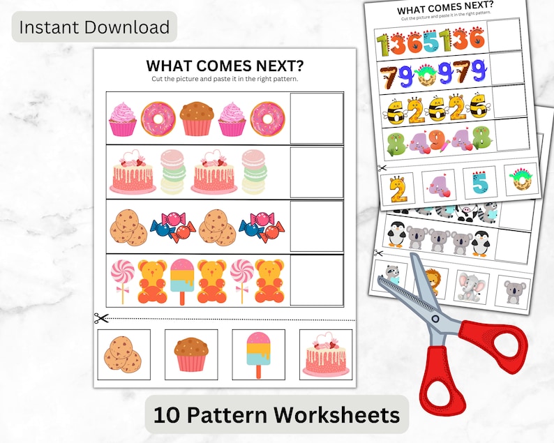 10-pages-what-comes-next-pattern-worksheets-toddler-pattern-cut-and