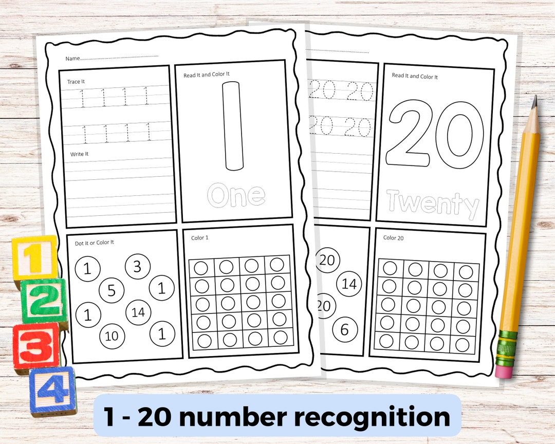 Number Recognition Worksheet 1-20: Tracing Practice (digital Download ...