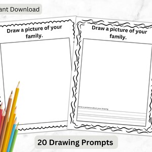 20 Toddler Drawing Prompt Worksheets: Kids' Activity (digital Download ...