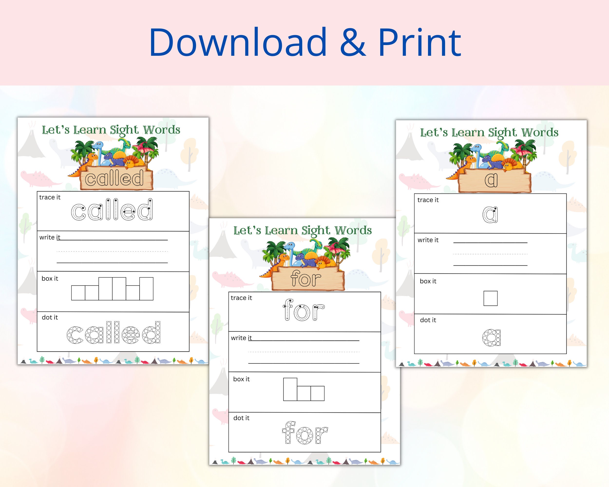 Fry 1st Set of 100 Sight Words Dinosaur Theme Activity - Etsy