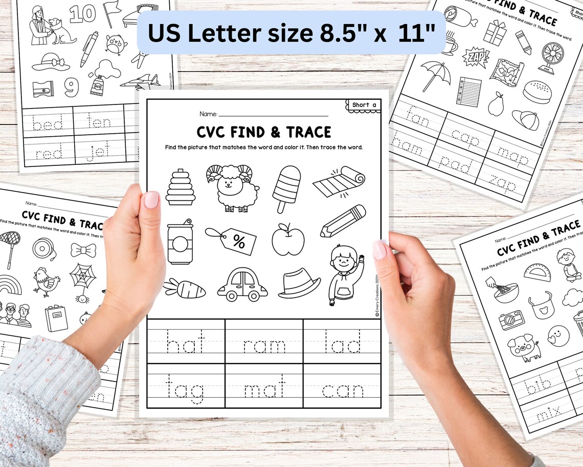 CVC Words Find and Trace Activity Printable 1st Grade Worksheets ...