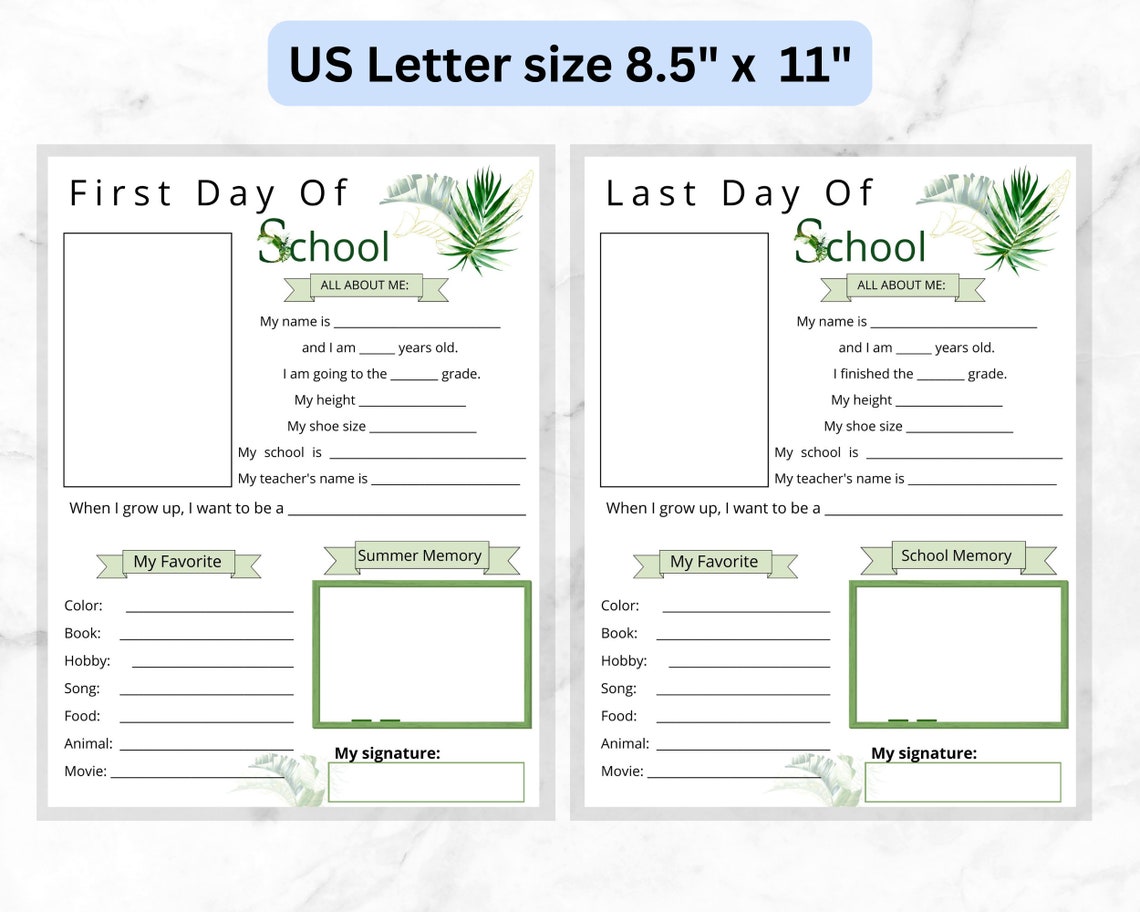 School Memory Box Keepsake for Kids First and Last Day Printable ...