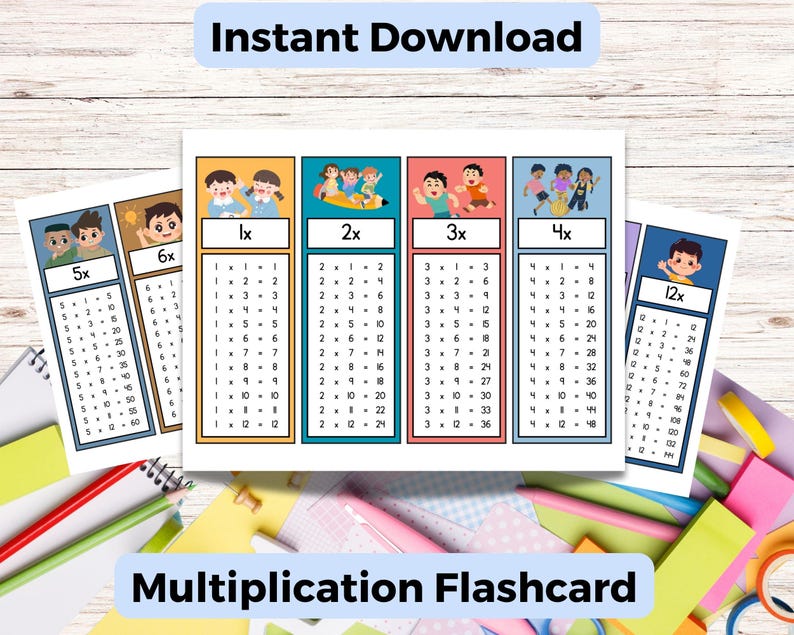Multiplication Flashcards for Kids - Etsy UK