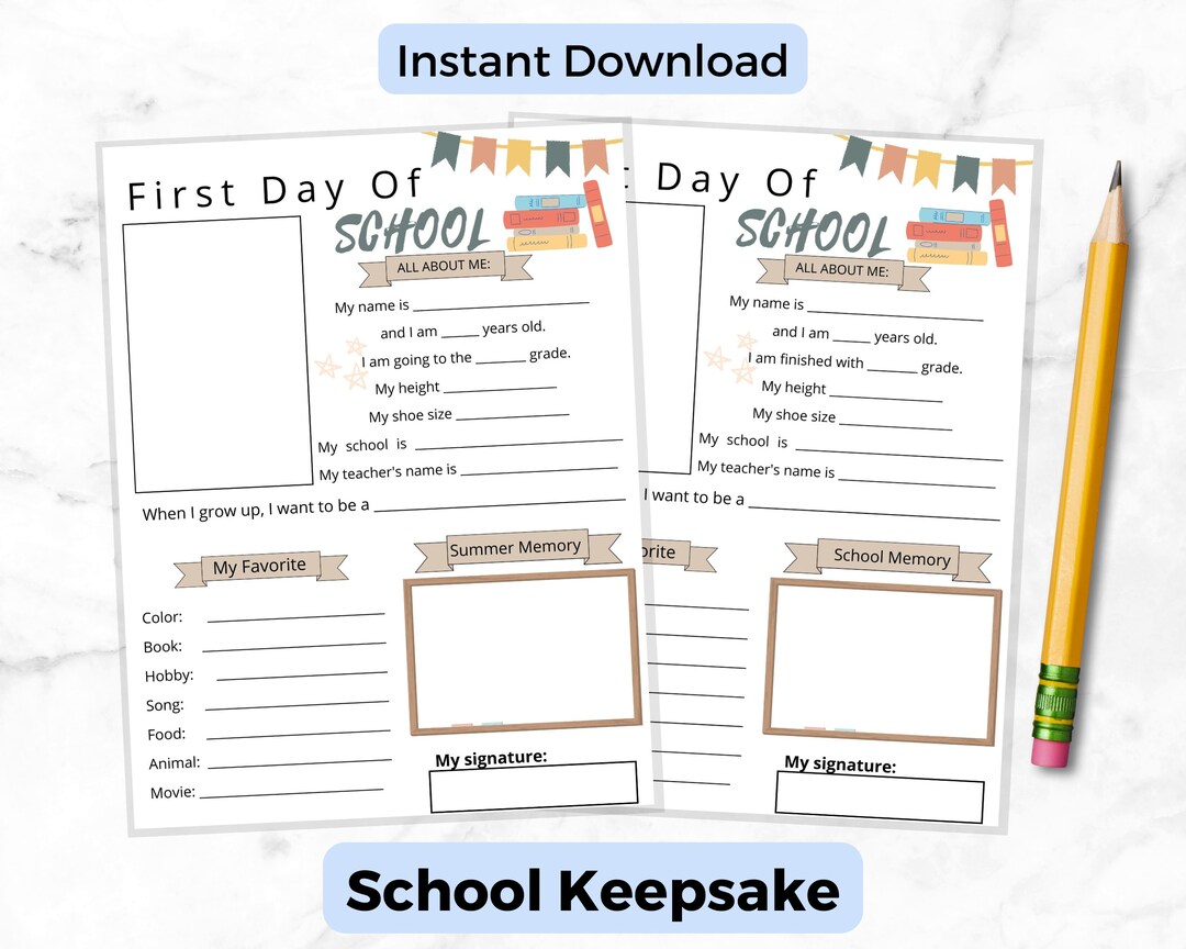 School Memory Keepsake: First & Last Day Interview (printable) - Etsy