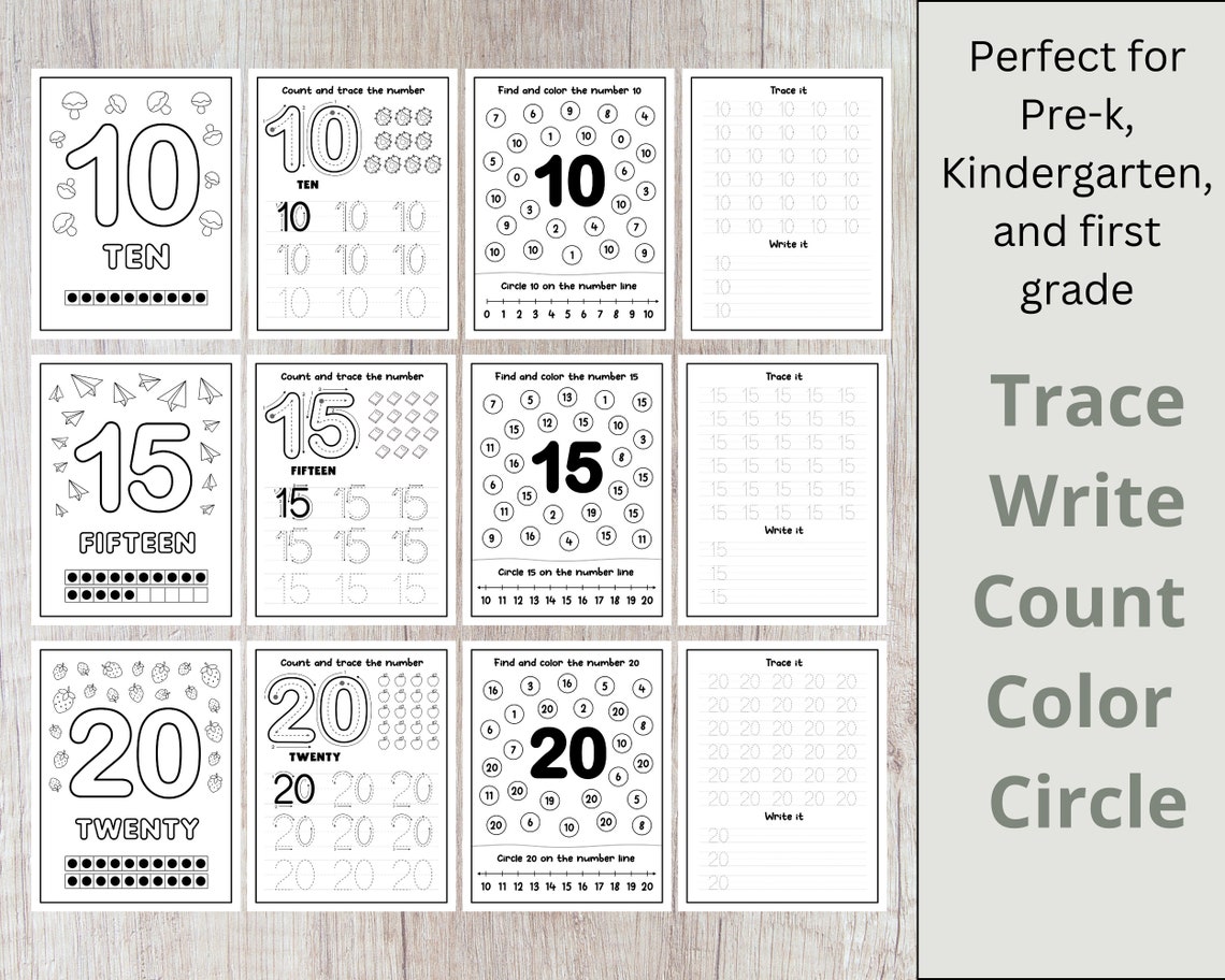 Numbers 1 to 20 Kindergarten Math Printable Worksheet. Homeschool ...