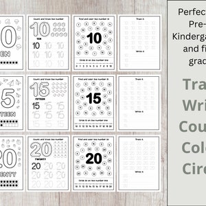Numbers 1 to 20 Kindergarten Math Printable Worksheet. Homeschool ...