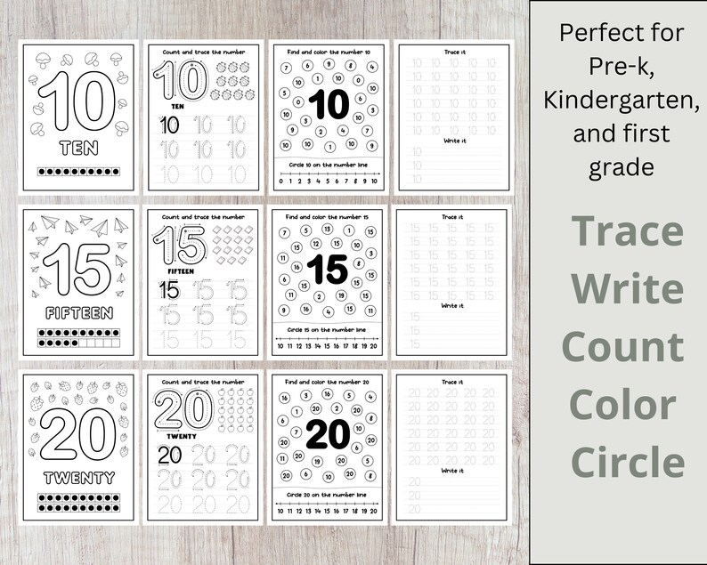 Numbers 1 to 20 Kindergarten Math Printable Worksheet. Homeschool ...