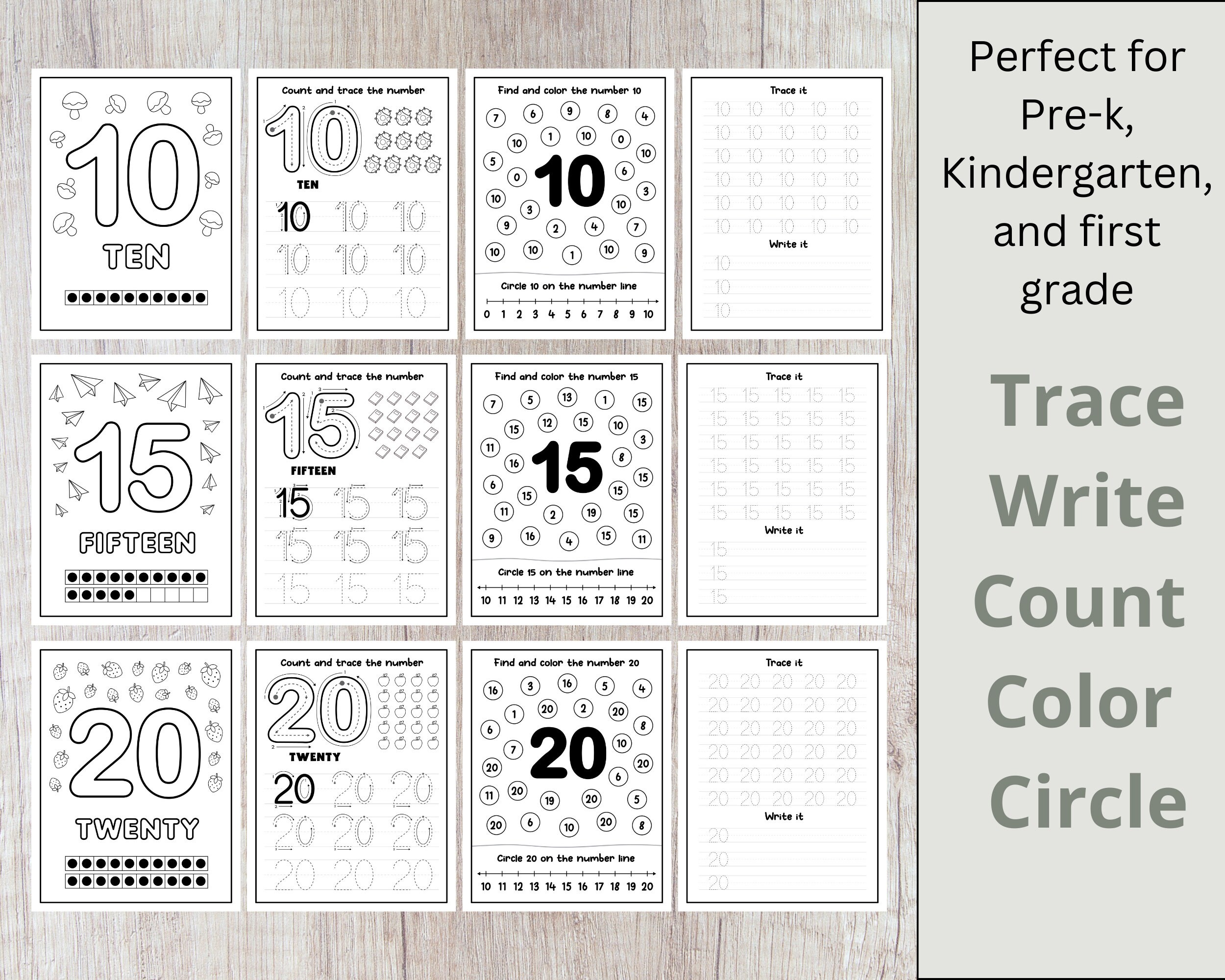 Numbers 1-20 Math Worksheet: Preschool Kindergarten Printable (81 Pages ...