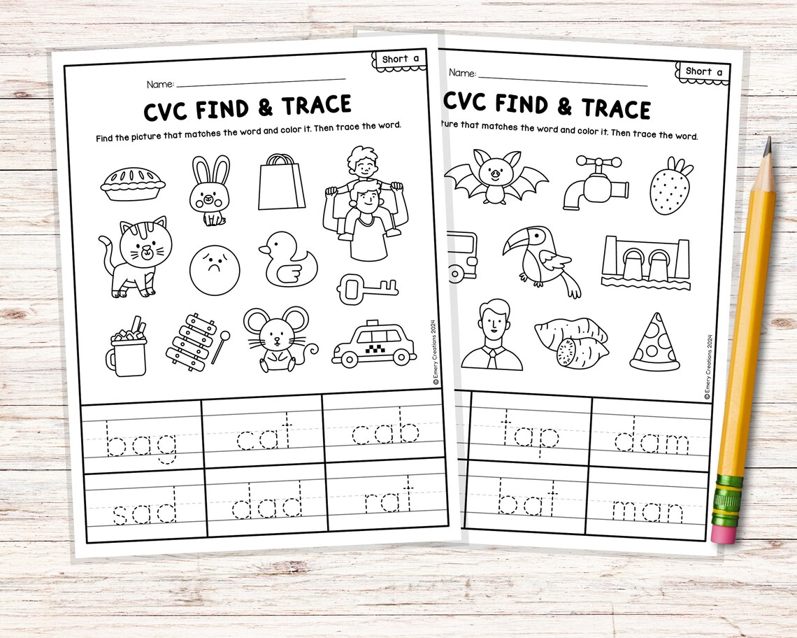 CVC Words Find and Trace Activity Printable 1st Grade Worksheets ...