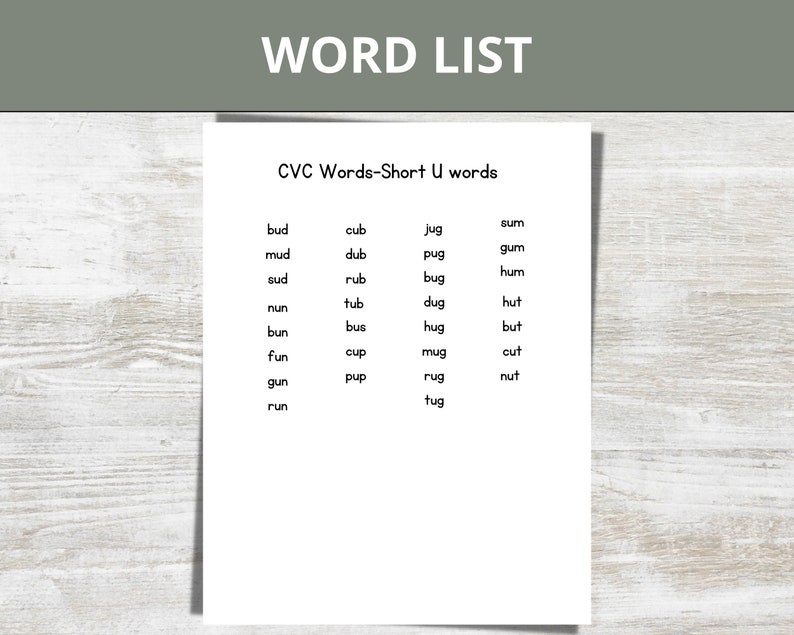 15 Pages of Short u CVC Words Worksheets for Kindergarten CVC Words ...